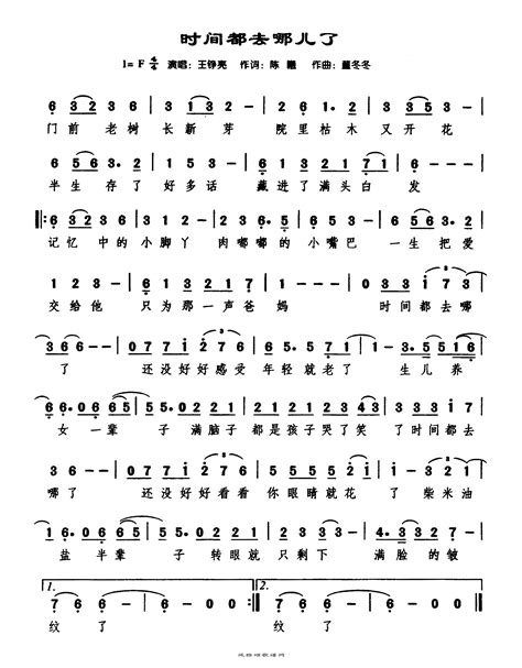王铮亮【时间都去哪儿了】歌曲曲谱歌谱简谱下载【风雅颂歌谱网】动态伴奏演唱演奏视唱简谱歌谱曲谱高质量图片pdf下载网