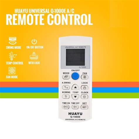 Huayu Q-1000E Universal AC Remote Control for Split Type Aircon | Lazada PH