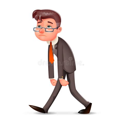 疲乏的疲倦的疲劳忧郁哀伤的商人步行减速火箭的动画片设计葡萄酒字符象被隔绝的传染媒介 向量例证 插画 包括有 钻眼工人 表达式