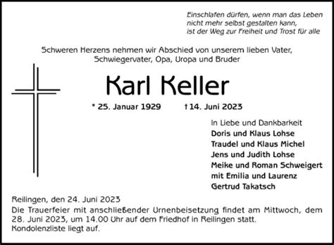 Traueranzeigen Von Karl Keller Trauerportal Ihrer Tageszeitung