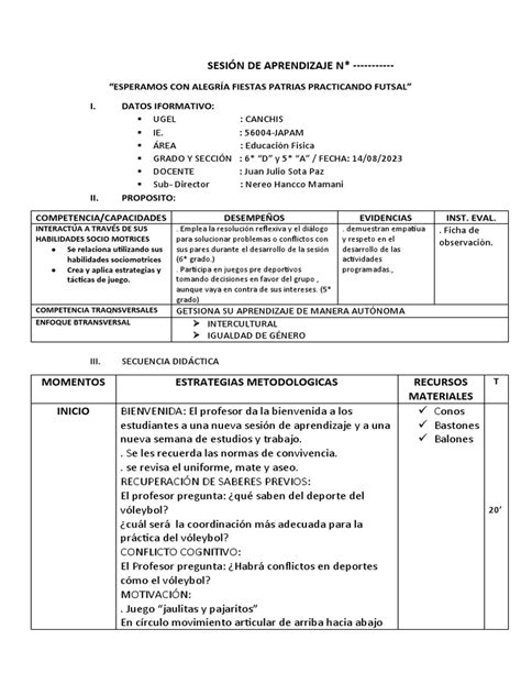 Sesión de Aprendizaje n | PDF | Maestros | Aprendizaje