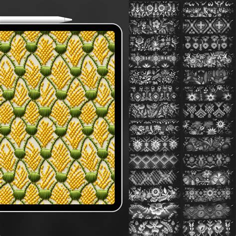 Artstation 120 Procreate Hand Embroidery Patterns Procreate Needlework Brushes Digital