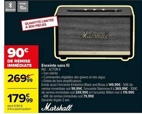 Promo Enceinte Sans Fil Marshall Chez Carrefour ICatalogue Fr