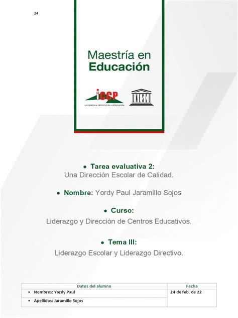 Tarea Evaluativa 2 Liderazgo Pdf Plan De Estudios Método De