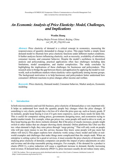 Pdf An Economic Analysis Of Price Elasticity Model Challenges And