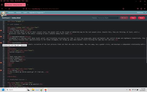 The Neocities In Browser Editor Is Telling Me That I Have Too Many End
