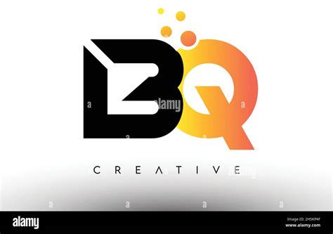 Bq Black Orange Letter Logo Design Bq Icon With Dots And Bubbles