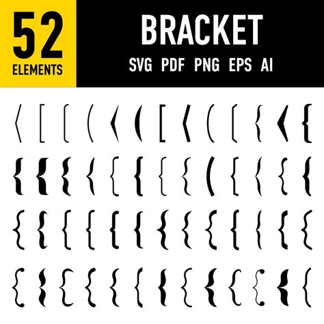 Set Of Text Brackets Bracket Icon Svg Pdf Png Eps Ai File Etsy