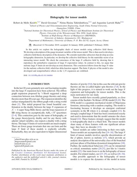 Pdf Holography For Tensor Models