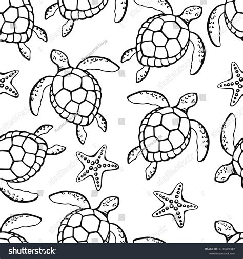 Seamless Pattern Sea Turtle Sea Ocean Stock Vector Royalty Free Shutterstock