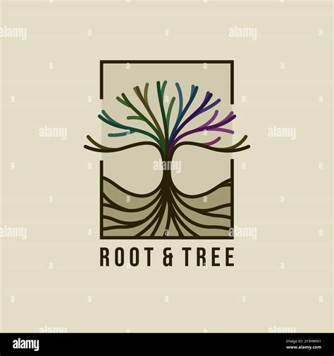 Line Art Tree Logo With Colorful Design Tree Logo Design With Branch