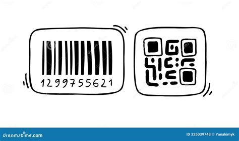 Doodle Barcode Doodle Qr Code Hand Drawn Datum Symbols Collection