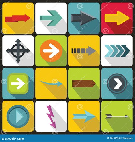 Arrow Icons Set Flat Style Stock Vector Illustration Of Interface Arrow