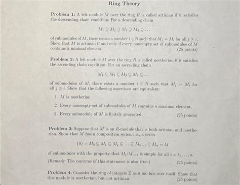 Solved Problem A Left Module M Over The Ring R Is Called Chegg