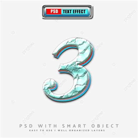 รูปหมายเลข 3 เอฟเฟกต์ข้อความ 3 มิติ Photoshop แก้ไขได้ Psd Png ตัวเลข