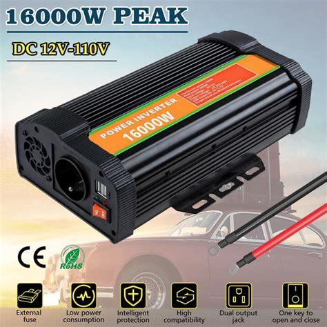 Peak 16000w Power Inverter Dc 12v To 110v Pure Sine Wave Voltage