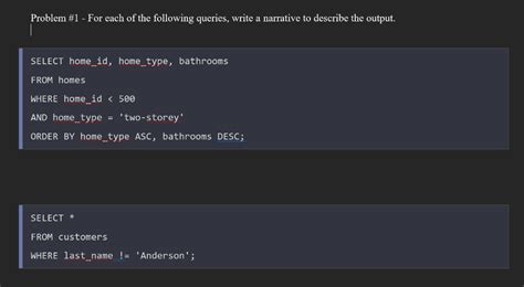 Solved Problem For Each Of The Following Queries Chegg