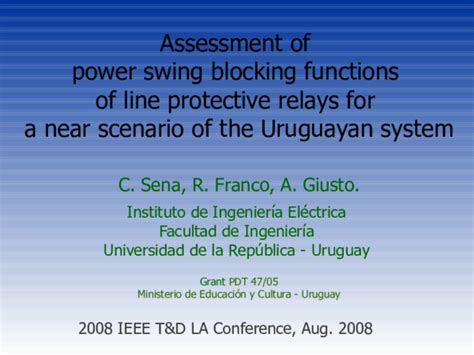 Pdf Assessment Of Power Swing Blocking Functions Of Line Protective