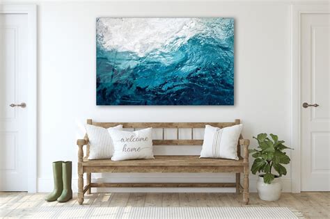 Glass Wall Art Ocean Water Wall Art Housewarming T Etsy