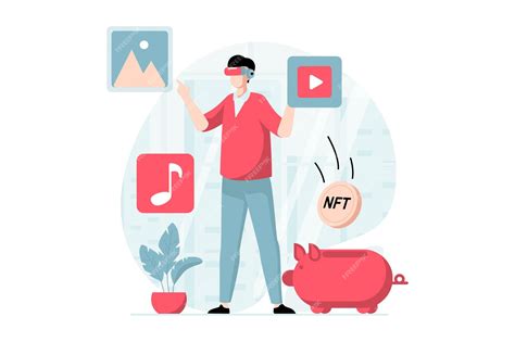 Premium Vector Nft Token Concept With People Scene In Flat Design Man Creating Digital