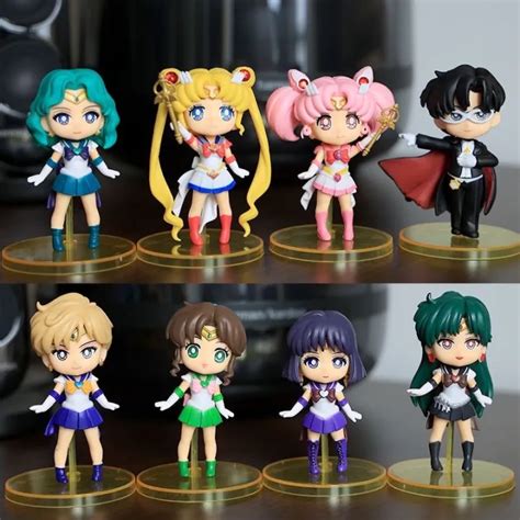 8pcsset Sailor Moon Tsukino Usagi Anime Figures Chiba Mamoru Mercury