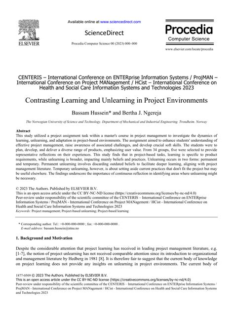 Pdf Contrasting Learning And Unlearning In Project Environments