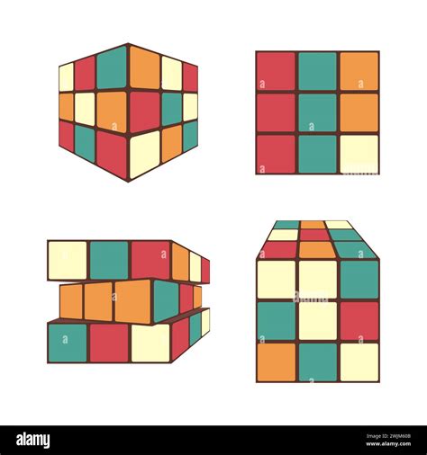 A Set Of Toys Puzzles Cubes From Different Vantage Points Vector