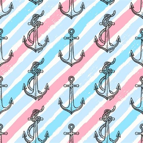 앵커의 귀여운 완벽 한 배경입니다 손으로 그린 그림 프리미엄 벡터