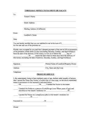 18 Printable 3 Day Notice To Pay Or Quit Forms And Templates Fillable