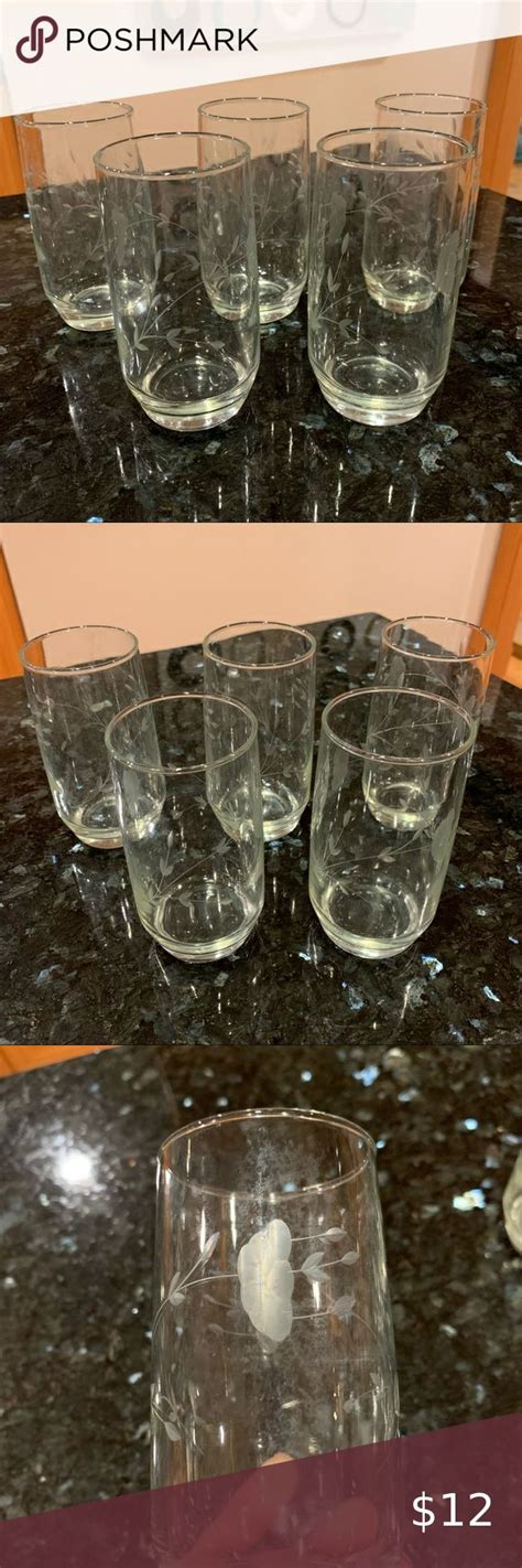 Princess House Heritage Water Glasses Set Of 5 Crystal Glass Cups