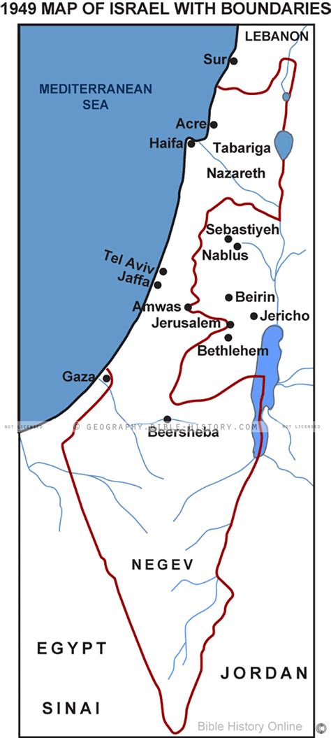 1949 Map Of Israel With Boundaries Tracing Israels Early Borders