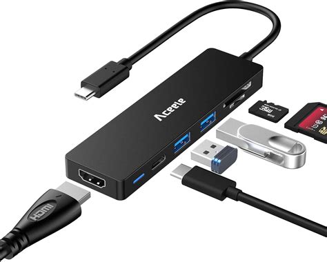 Hub Usb C Aceele 6 In 1 USB Type C Adapter Thunderbolt Amazon Co Uk Electronics