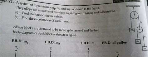21 A System Of Three Masses M1 M2 And M3 Are Shown In The Figure The