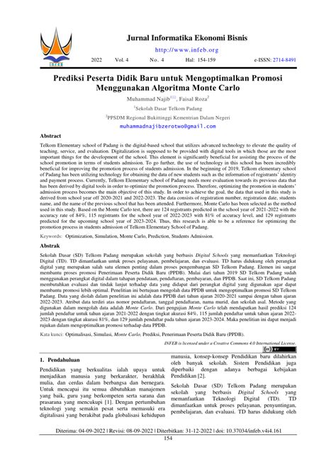 Pdf Prediksi Peserta Didik Baru Untuk Mengoptimalkan Promosi