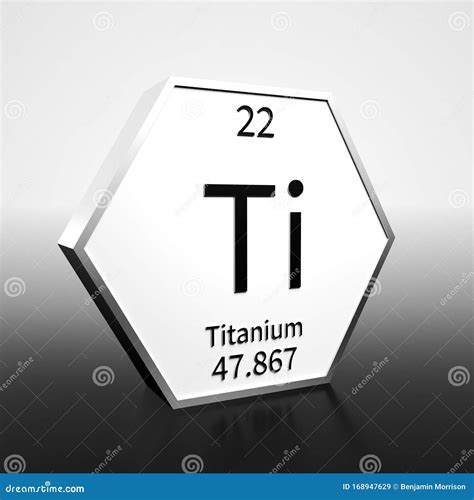 Periodic Table Element Titanium Rendered Black On White On White And