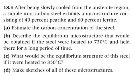 183 After Being Slowly Cooled From The Austenite Region A Simple Iron