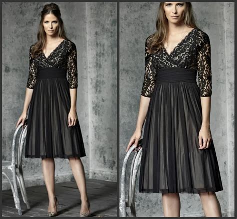 Elegant Tea Length Mother Of The Bride Dresses V Neck Chiffon With Lace