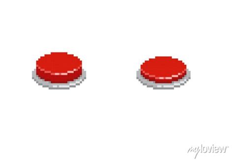 Pixel Art Button Frame Animate Isolated On White Vector • Wall Stickers Red Retro Website