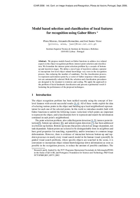 pdf model based selection and classification of local features for