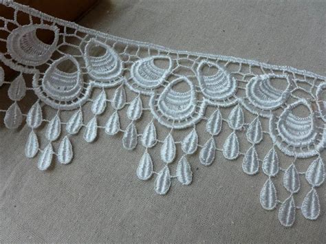 5 Yards White Venise Lace Peacock Lace Trim White Feathers Lace