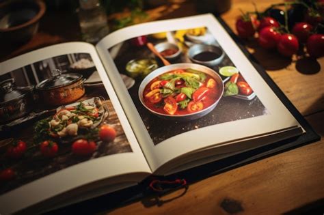 Premium Photo A Cookbook Opened On A Wooden Table Perfect For Food