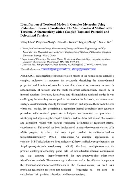 pdf identification of torsional modes in complex molecules using