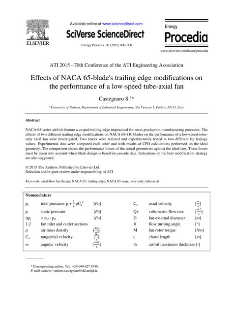 Pdf Effects Of Naca 65 Blades Trailing Edge Modifications On The Performance Of A Low Speed