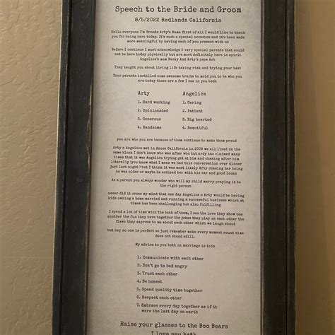 Framed Personalized Canvas Poem Long Poem Custom Poem Print Custom