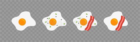 Healthy Breakfast With Fried Eggs And Bacon Vector Illustration Fried