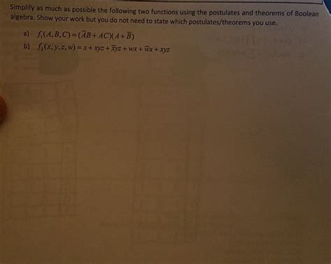 Solved Simplify As Much As Possible The Following Two