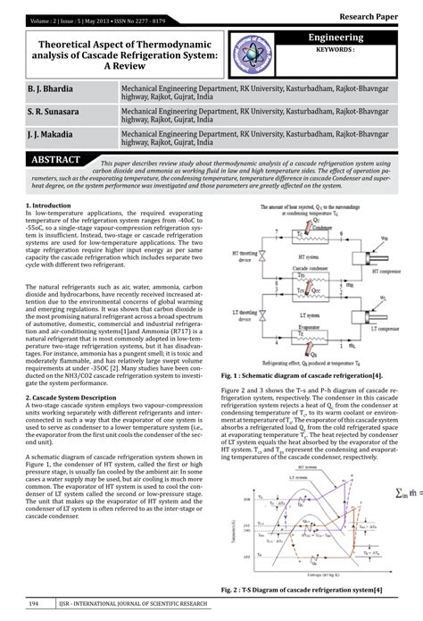 Pdf Theoretical Aspect Of Thermodynamic Analysis Of Cascade Refrigeration System A Review