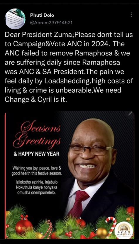 “dear Zuma Please Dont Tell Us To Campaign And Vote Anc In 2024