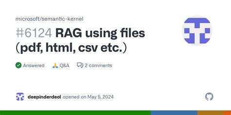 Rag Using Files Pdf Html Csv Etc · Microsoft Semantic Kernel