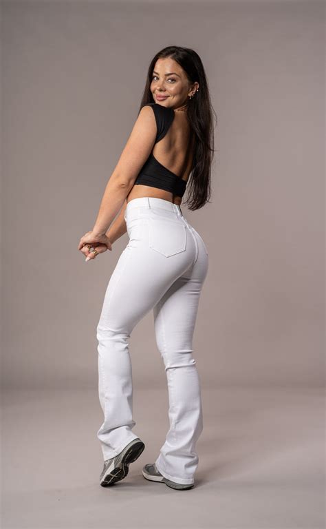 Womens Pastel Flared Fitjeans White Fitjeans